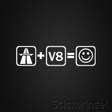 V8 Smiley » Stickerinsel - Autoaufkleber und Fahrzeugbeschriftung